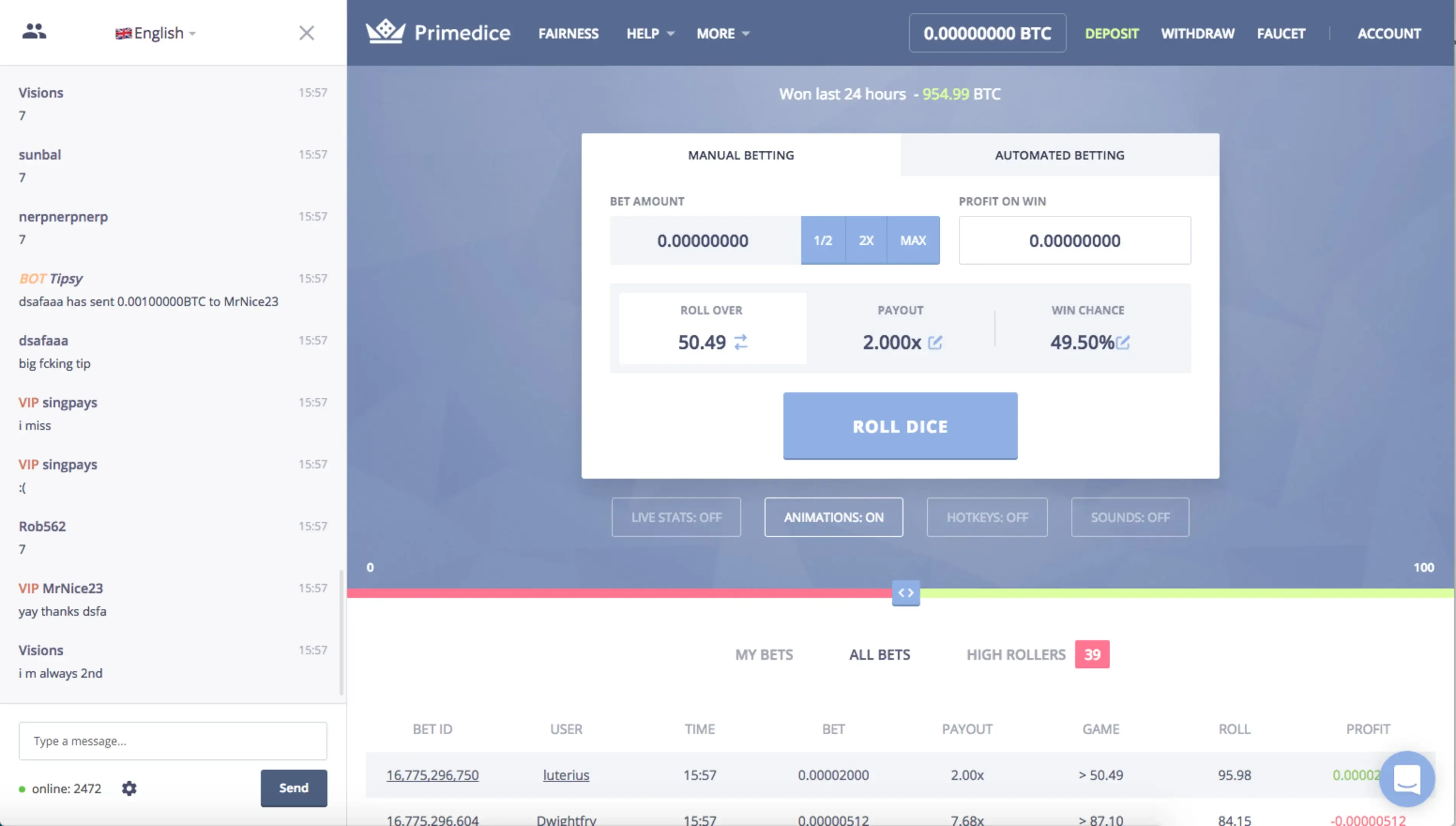 Primedice | Stash - Games tracker