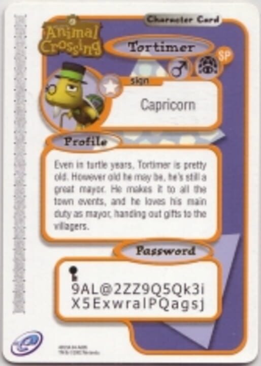 Animal Crossing-e: Character Card - 005: Tortimer - Starsheep.net