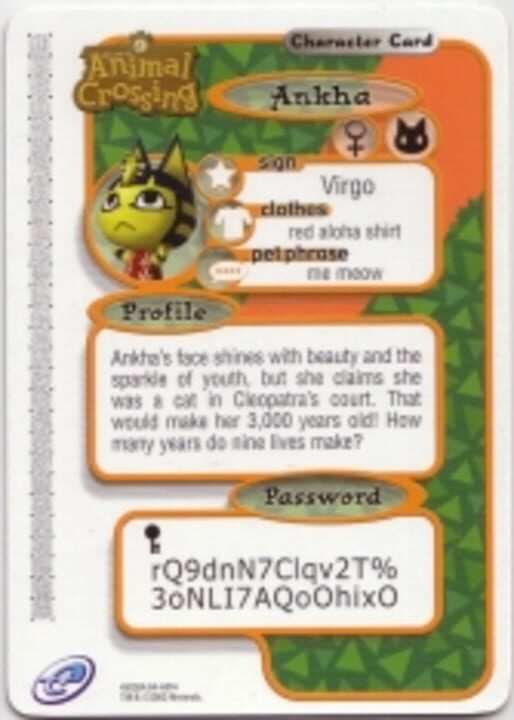 Animal Crossing-e: Character Card - 014: Ankha - Starsheep.net